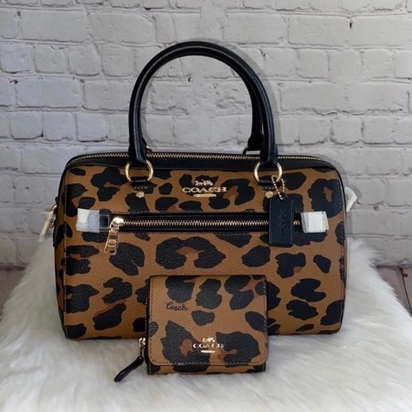 Coach | Bags | Last Coach Leopard Rowan Satcheltrifold Wallet 2pc Set ...